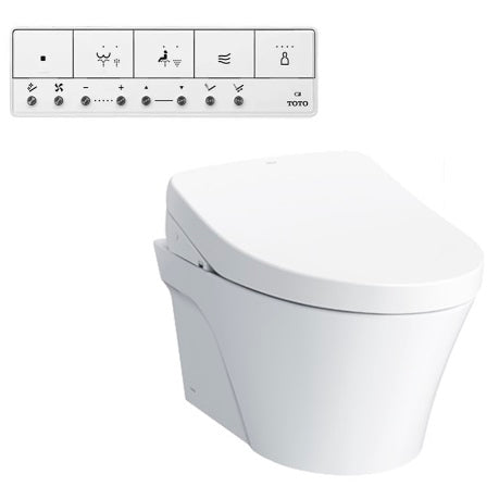 TOTO Elongate Wall Hung Pan & S7 Washlet with Remote Control Plastic ...